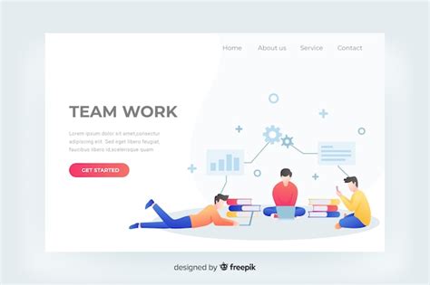팀웍 방문 페이지 웹 템플릿 무료 벡터