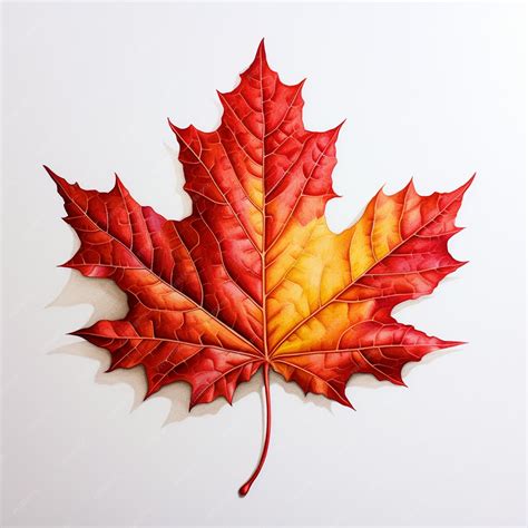 Premium Ai Image Red Maple Leaf Pencil Drawing On White Paper