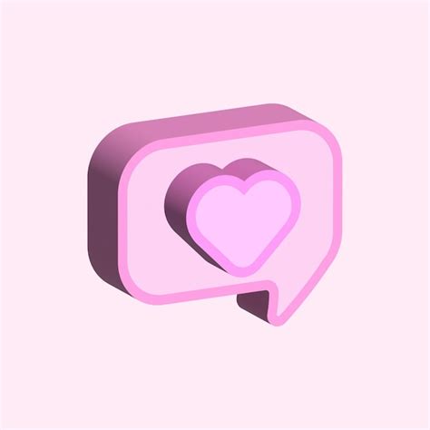 Premium Vector Heart In Speech Bubble Icon 3d Icon Message Dialog Button With Pink Heart