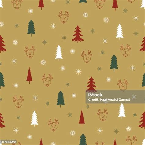 크리스마스 원활한 패턴입니다 전나무 순록 눈송이 기발한 배열 Allover 인쇄 크리스마스 모티프 질감 배경 성탄절 선물에 대한 스톡 벡터 아트 및 기타 이미지 Istock