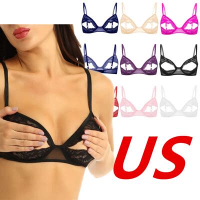 Womens Sexy Lace Floral Open Tip Bra Push Up Lingerie Bralette Top