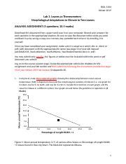 Lab ANAlYSIS A Docx BIOL Winter Lab Leaves As Thermometers Morphological