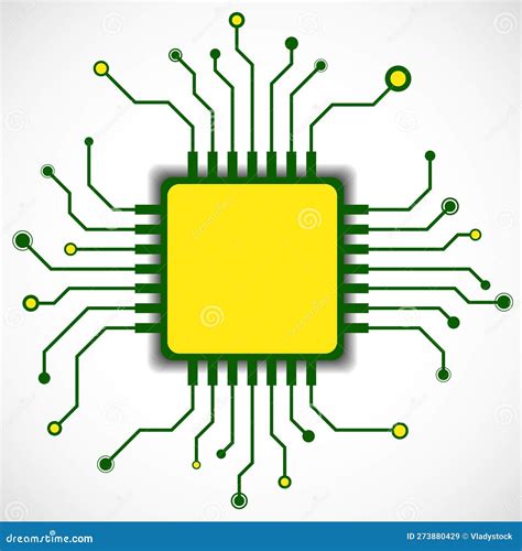 Cpu Microprocessor Isolated On White Background Microchip Stock Vector Illustration Of