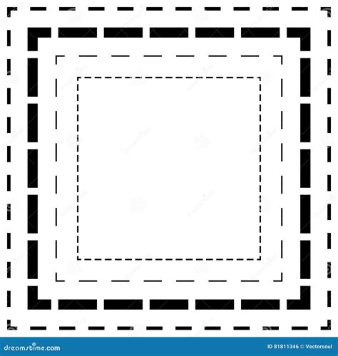 Dashed Line Squares Thin And Thick Lines Stock Vector Illustration Of Paper Frame