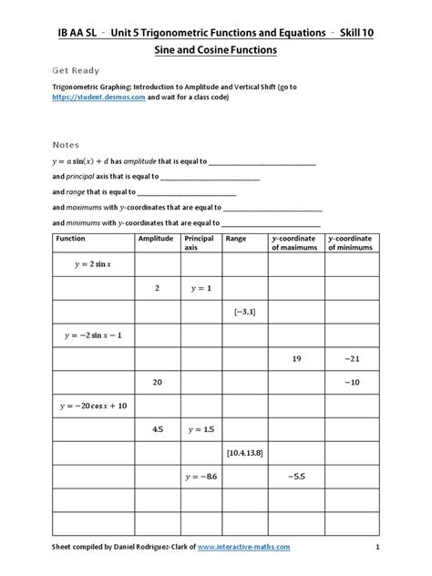 10 Lesson Sheet Sine And Cosine Functions Pdf Elementary Geometry Complex Analysis