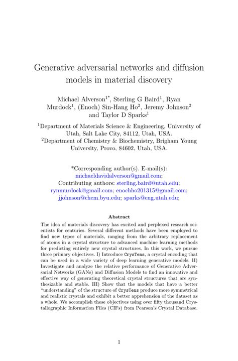 Pdf Generative Adversarial Networks And Diffusion Models In Material