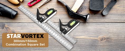 2pcs Square Carpentry Metal Set 150 300mm Adjustable Combination Try