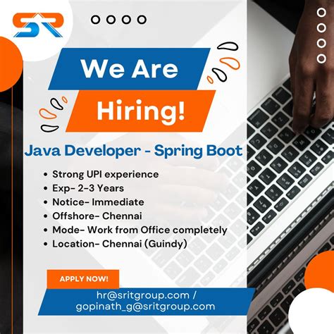 Hiring Javadeveloper Springboot Upi Srit Chennaijobs