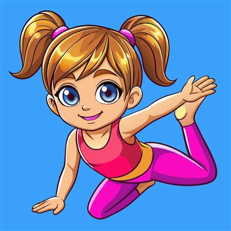 A Cartoon Girl With A Pink Bow On Her Hair Is Doing A Trick Premium