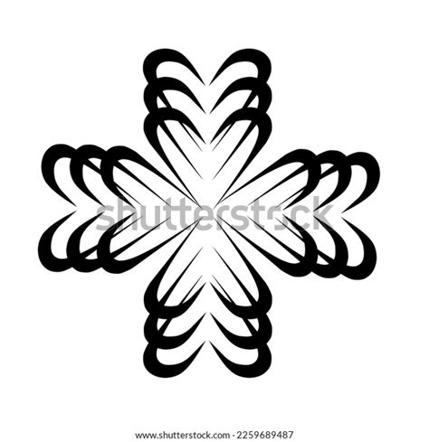 Offset Vector Illustration Heart Black White Stock Vector Royalty Free