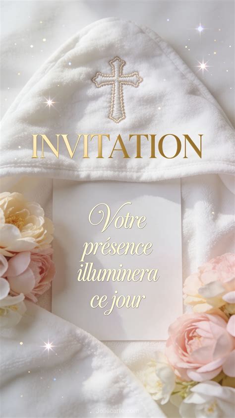 💧 Votre Présence Illuminera Ce Jour Invitation Baptême Joliecarte