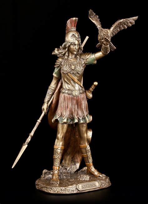 Athena Figur Mit Speer Und Eule Athene Göttin Statue Griechisch