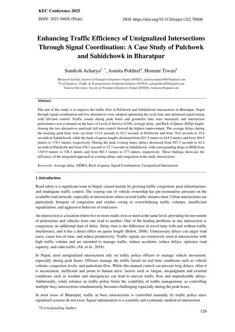 Pdf Enhancing Traffic Efficiency Of Unsignalized Intersections Through Signal Coordination A