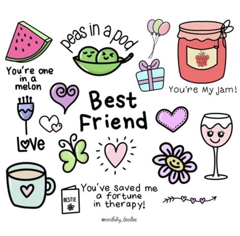 Best Friend Doodle In Multiple Languages And Symbols