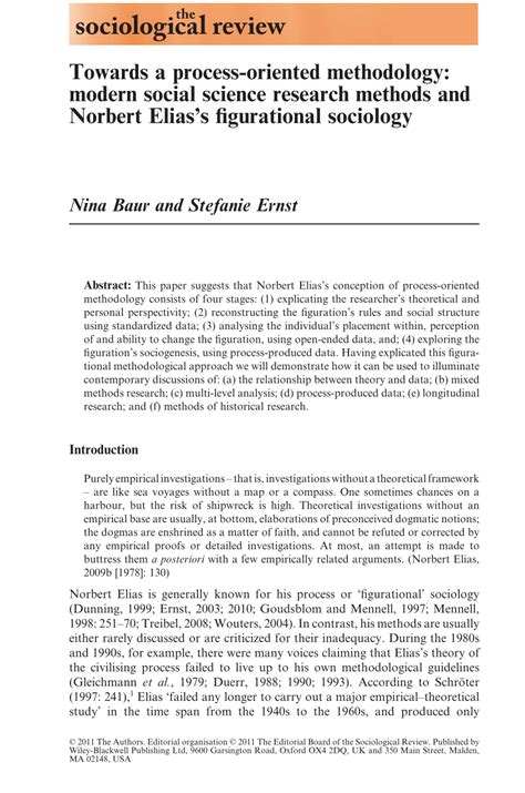 Pdf Towards A Process Oriented Methodology Modern Social Science Research Methods And Norbert