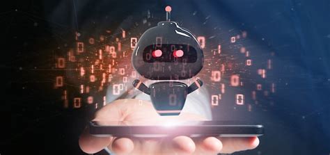 Businessman Holding Chatbot With Binary Code Message And Data Premium Photo