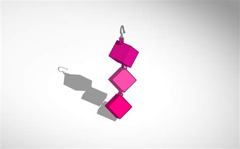 3d Design Pink Block Earring Tinkercad