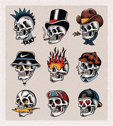 Skull Collection 1 Old School Traditional Tattoo Old School Tattoo
