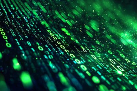 Green Dark Binary Code With Data Streaming Background Created With