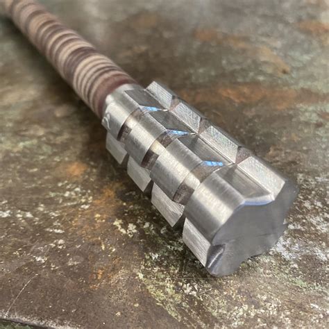 Pre Order Small Titanium Pocket Mace With Leather Handle — Obermetalworks