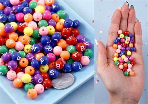 Letter Beads 7mm Small Round Sphere Colorful Alphabet Acrylic Or Res