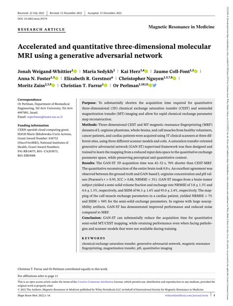 PDF Accelerated And Quantitative Threedimensional Molecular MRI Using A Generative