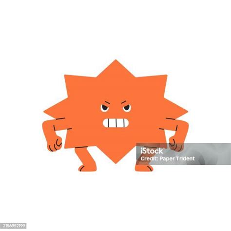 기하학적 형체가 분노에 휩싸여 주먹을 꽉 쥐었다 감정이 있는 모양의 격렬한 캐릭터 분노의 표정 화가 나고 짜증이 나고 짜증이 나는 다각형 흰색 배경에 평평한 고립 된 벡터