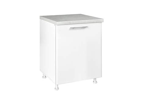 Кухненски шкаф долен с една врата In Mdf D60 1v бял гланц • Модулна кухня In Mdf бяла гланц