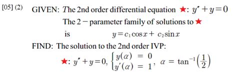 Solved Given The 2 Nd Order Differential Equation ⋆y′′y0