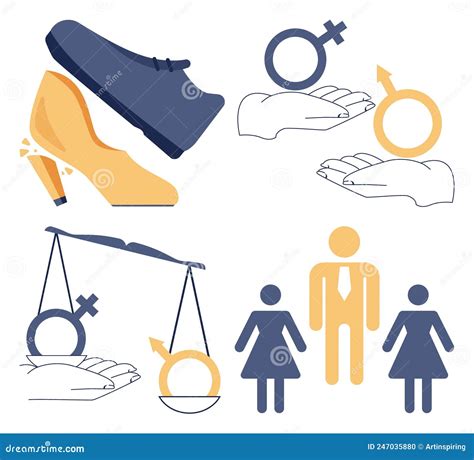Inequality At Workplace Isolated Concept Vector Illustrations