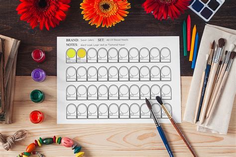 Color Swatch Chart Printable Generic Diy Artist Reference Colored Pencils Alcohol Markers