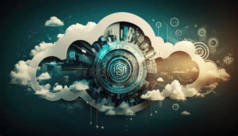Cloud Computing Technology Concept Background Digital Illustration Ai Generative Stock Image