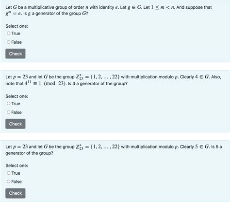 Solved Let G Be A Multiplicative Group Of Order N With