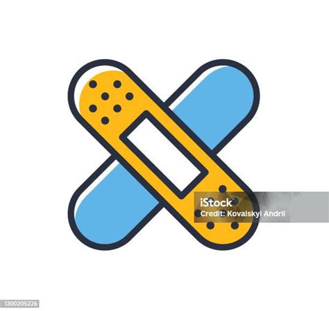 석고 의료 아이콘 흰색 배경에 고립 된 접착제 석고 디자인 요소 색상 모바일 개념 및 웹 앱의 요소입니다 플랫 스타일 벡터 일러스트레이션 건강관리와 의술에 대한 스톡 벡터