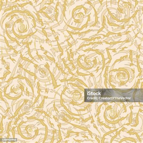 포르투나 골드 색상의 찢어진 줄무늬 또는 파도의 벡터 매끄러운 패턴 나선형 줄무늬 질감과 종이 직물 장식을위한 밝은 노란색 질감모서리 0명에 대한 스톡 벡터 아트 및 기타