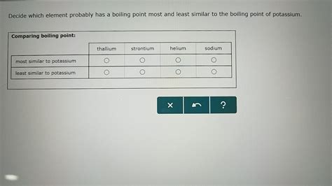 Solved Decide Which Element Probably Has A Boiling Point