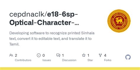 Github Cepdnaclk E18 6sp Optical Character Recognition And Translation From Sinhala To Tamil