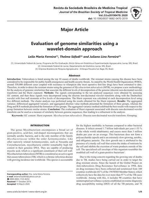 Pdf Evaluation Of Genome Similarities Using A Wavelet Domain Approach