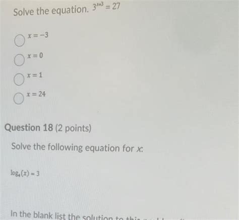 [answered] Solve The Equation 3 27 X 3 0 X 0 X 1 24 Question 18 2 Kunduz