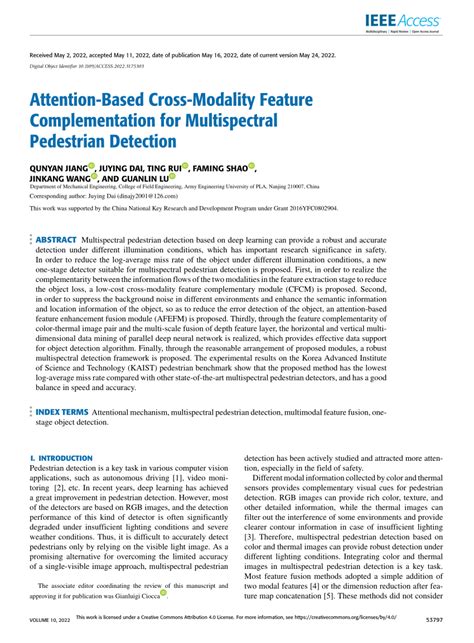 Pdf Attention Based Cross Modality Feature Complementation For