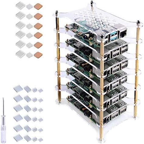 GeeekPi 6 Layers Raspberry Pi Cluster Case Raspberry Pi Rack Case With
