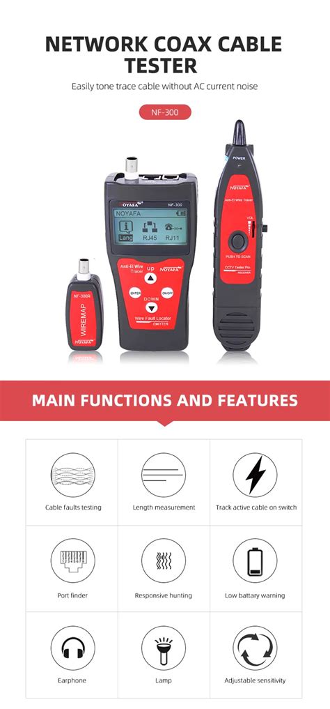핫 세일 Lcd 디지털 전기 Stp Utp Lan 케이블 테스터 Nf 300 동축 와이어 오류 로케이터 Buy Utp Stp 와이어 추적기 오류 탐지기 연속성 시험기