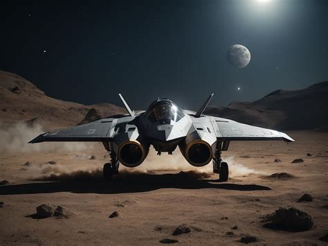 Premium Ai Image Moonlit Infiltration Stealth Fighter Jet Drones Seamlessly With In Lunar