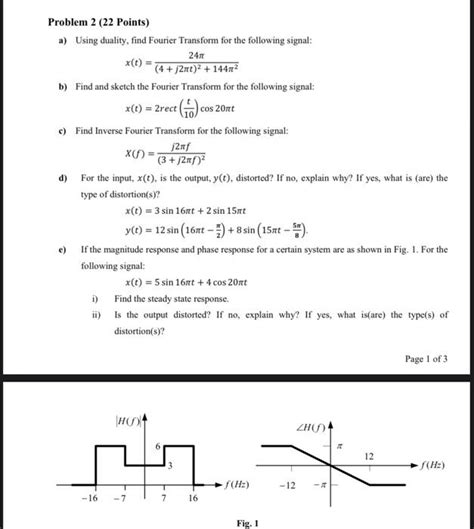 solved problem 2 22 points a using duality find fourier