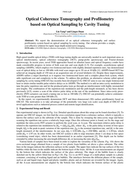 Pdf Optical Coherence Tomography And Profilometry Based On Optical