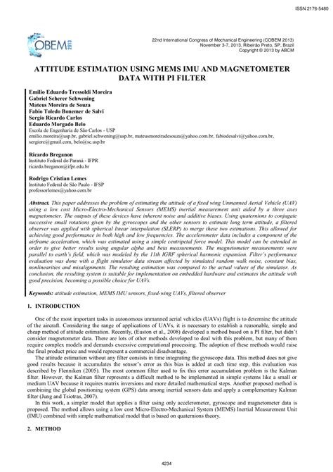 pdf attitude estimation using mems imu and magnetometer data with pi filter