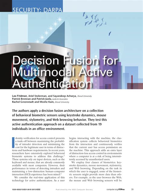 Pdf Decision Fusion For Multimodal Active Authentication