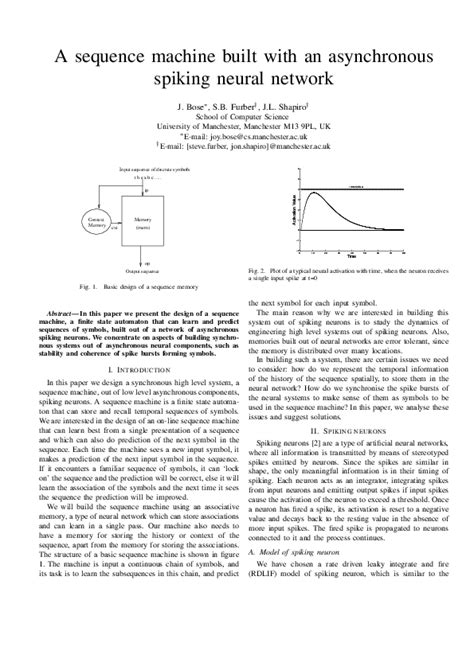 Pdf Asynchronous Spiking Neural Network Sequence Machine