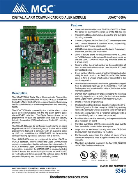 Mircom Cat 5345 Udact 300a Digital Alarm Communicator Download
