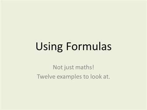 Maths Ks3 And Ks4 Substituting Into Formulas Clear Presentation With Questions For Learners